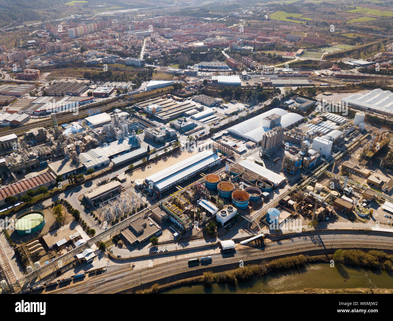 Top view of the chemical plant and the surrounding area Stock Photo - Alamy