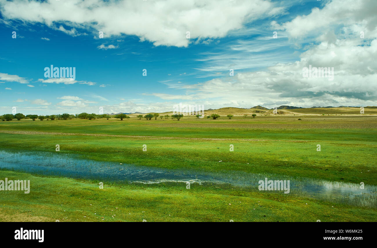 Mountain plateau in the area Zavkhan River, river in the Govi-Altai ...
