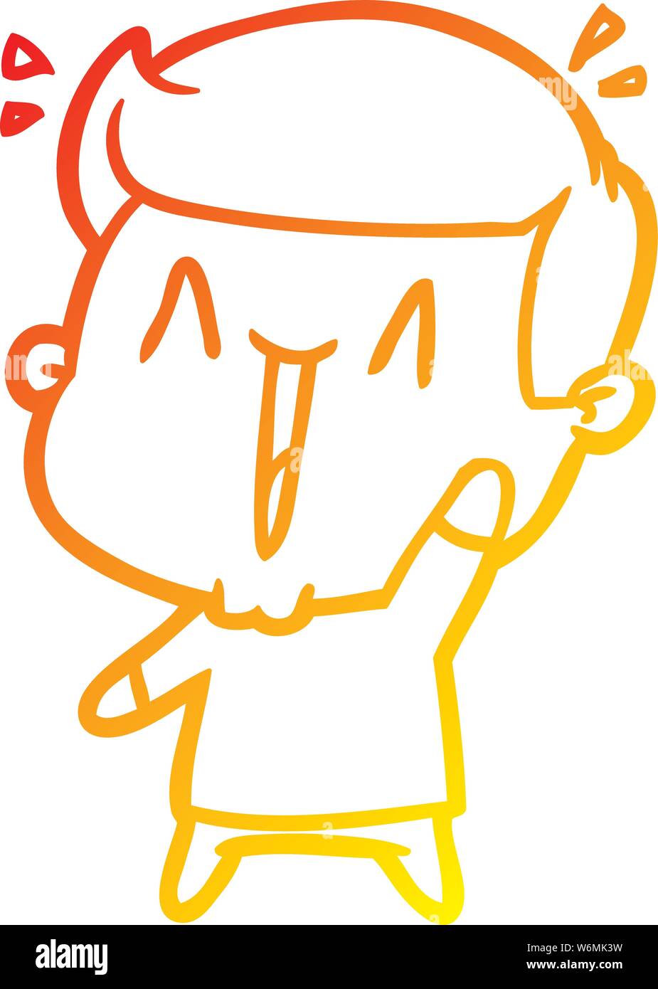 warm gradient line drawing of a cartoon excited man Stock Vector Image ...