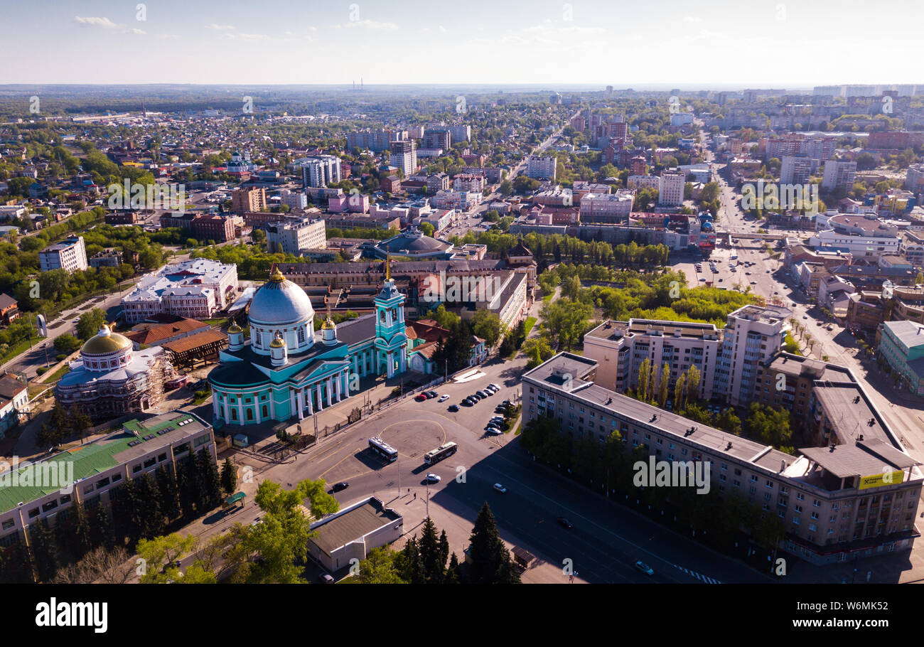 Aerial view of architectural ensemble of monastery of Our Lady of Kursk ...