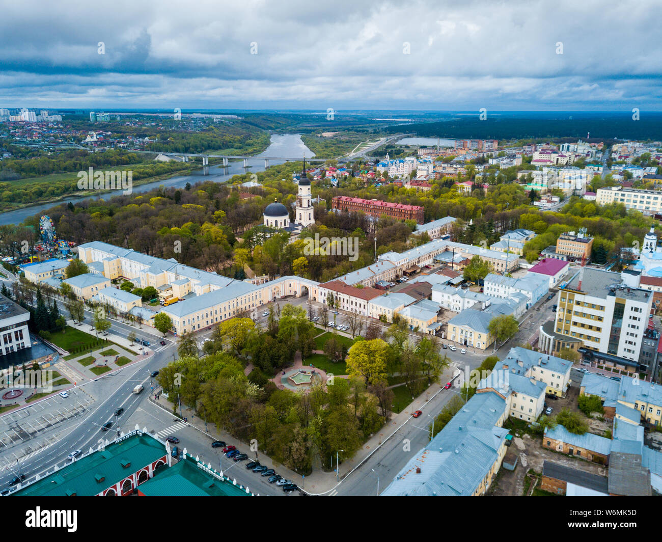 Aerial panoramic view of old city center of Bolkhov, Russia Stock Photo ...