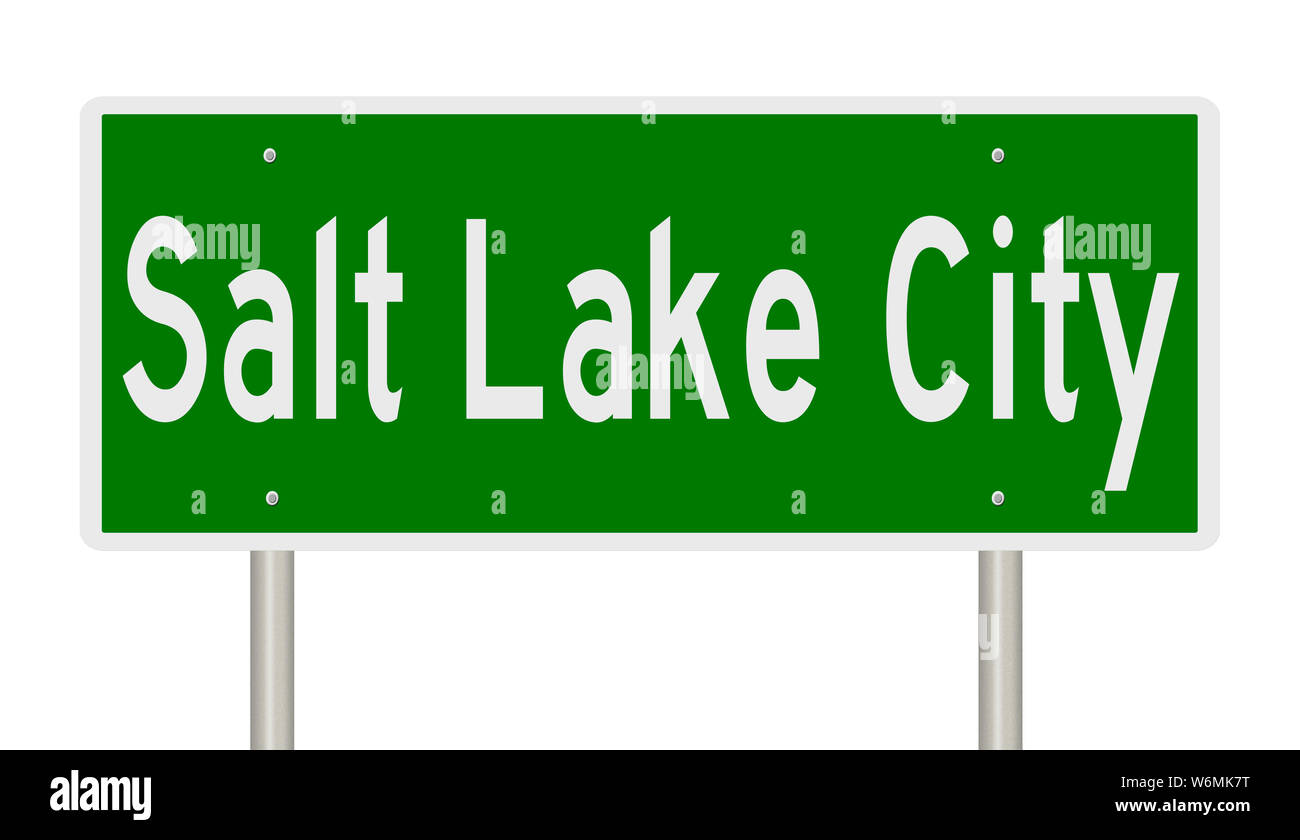 Rendering of a green highway sign for Salt Lake City Utah Stock Photo ...