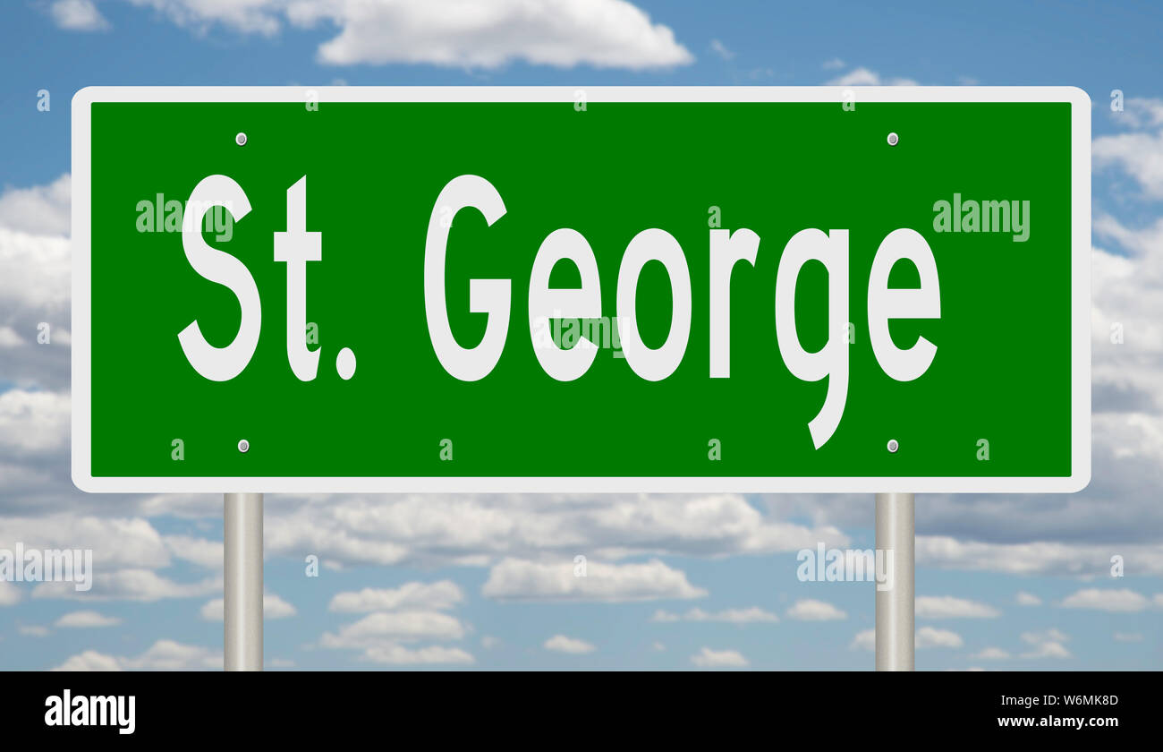 Rendering of a green highway sign for St. George Utah Stock Photo - Alamy