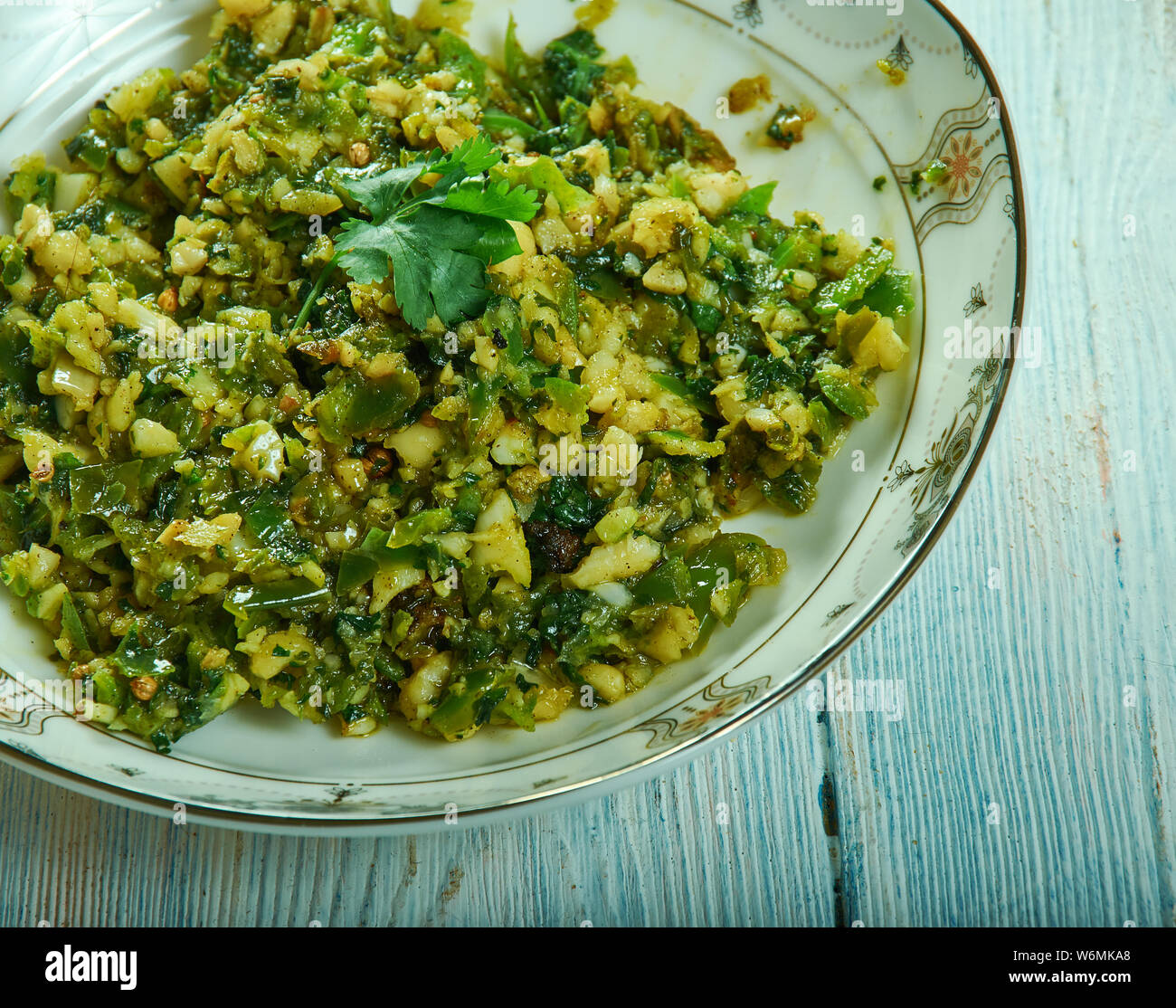 Mirchi cha Thecha, Maharashtrian spicy chutney close up Stock Photo - Alamy
