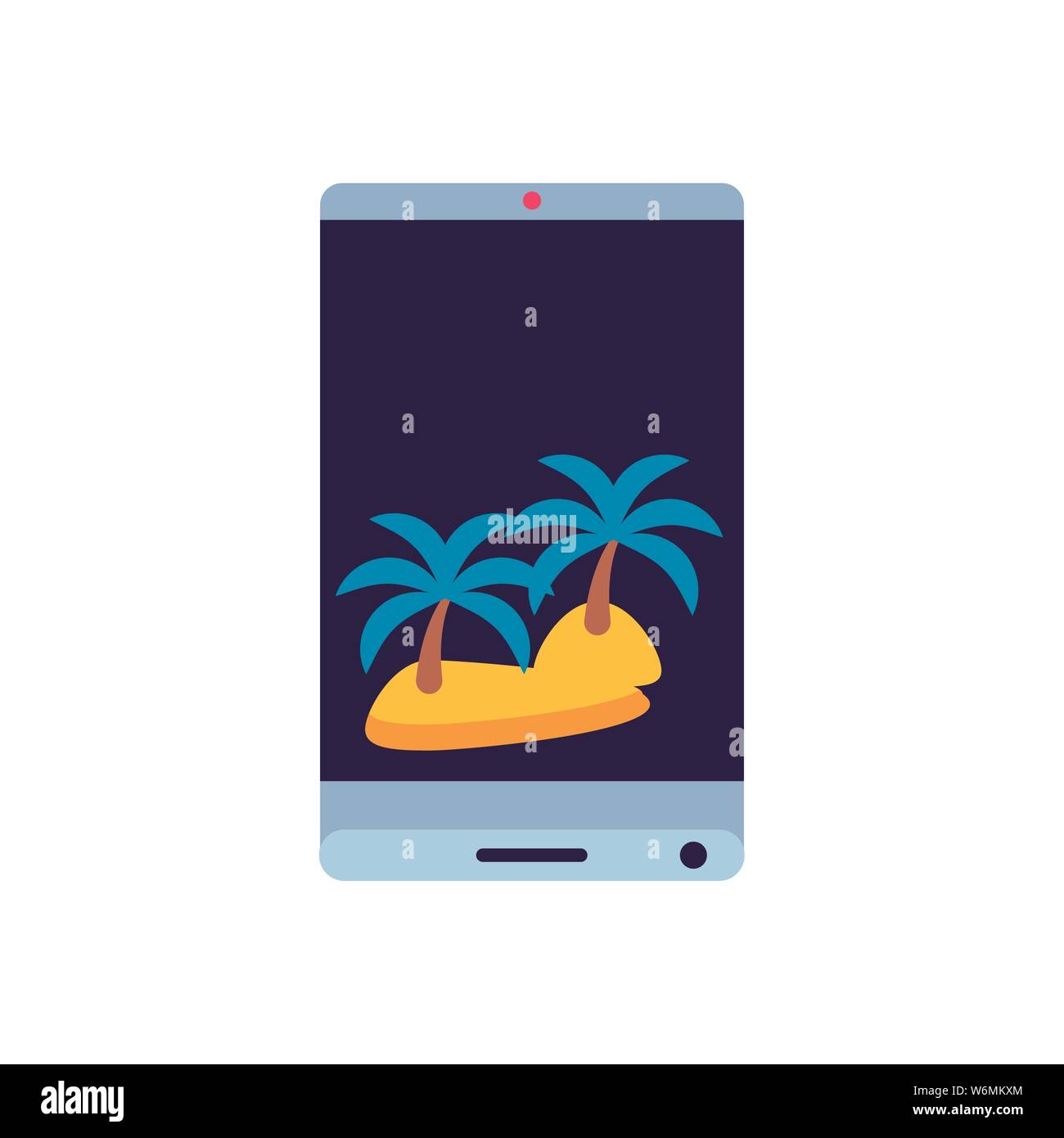 smartphone device with island beach vector illustration design Stock ...