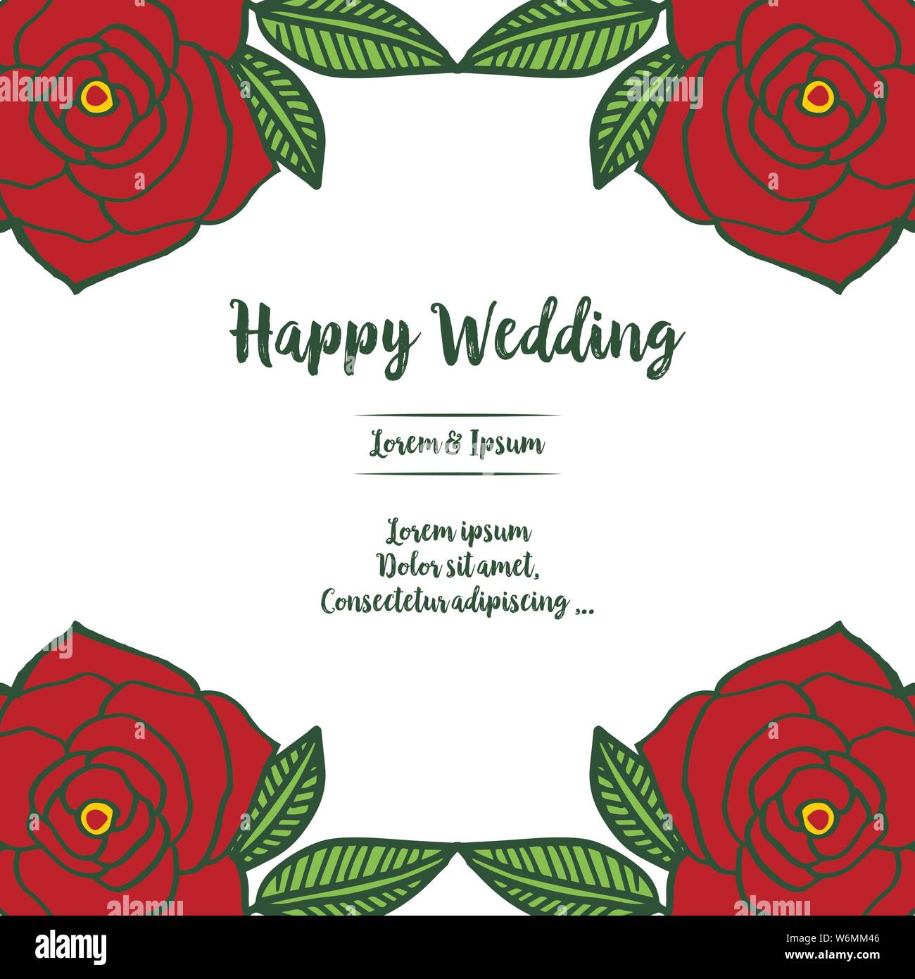 Beautiful greeting card, invitation card, template of happy wedding ...