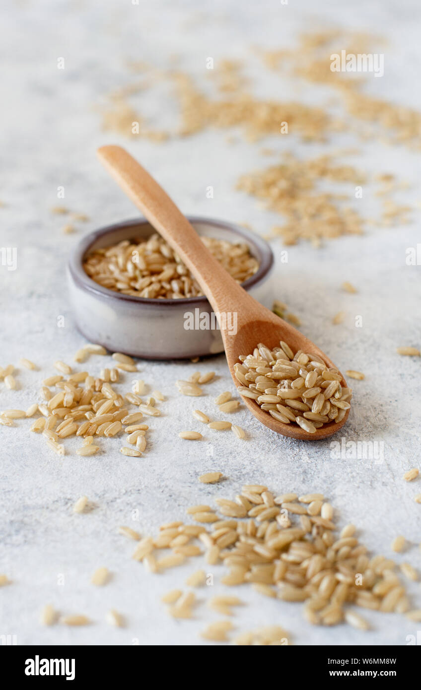 Spoon brown rice close hi-res stock photography and images - Alamy