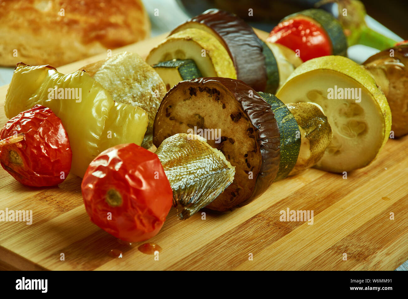 Sicilian Grilled cod kebab with vegetables, Mediterranean Dish Stock ...