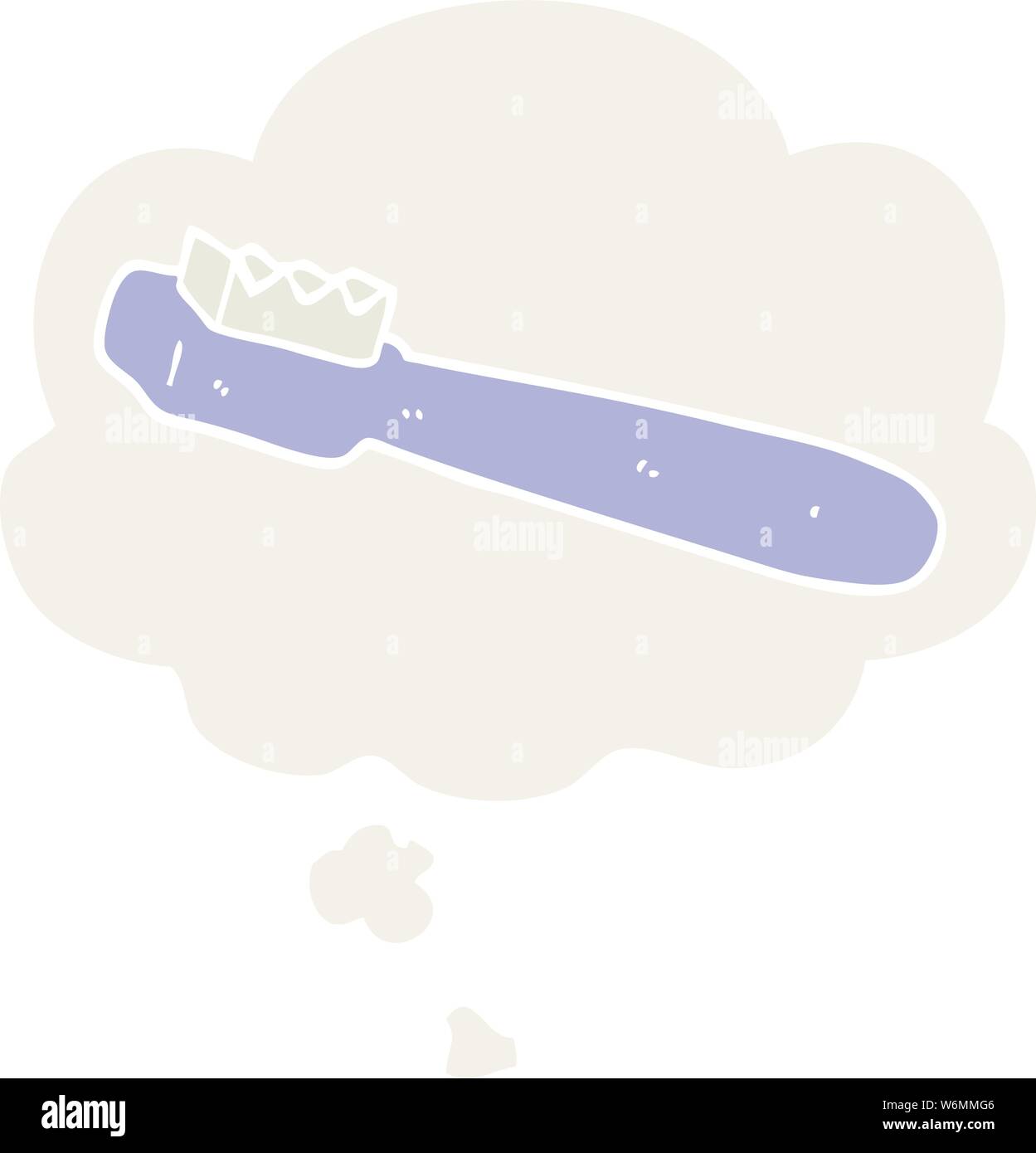 cartoon toothbrush with thought bubble in retro style Stock Vector ...
