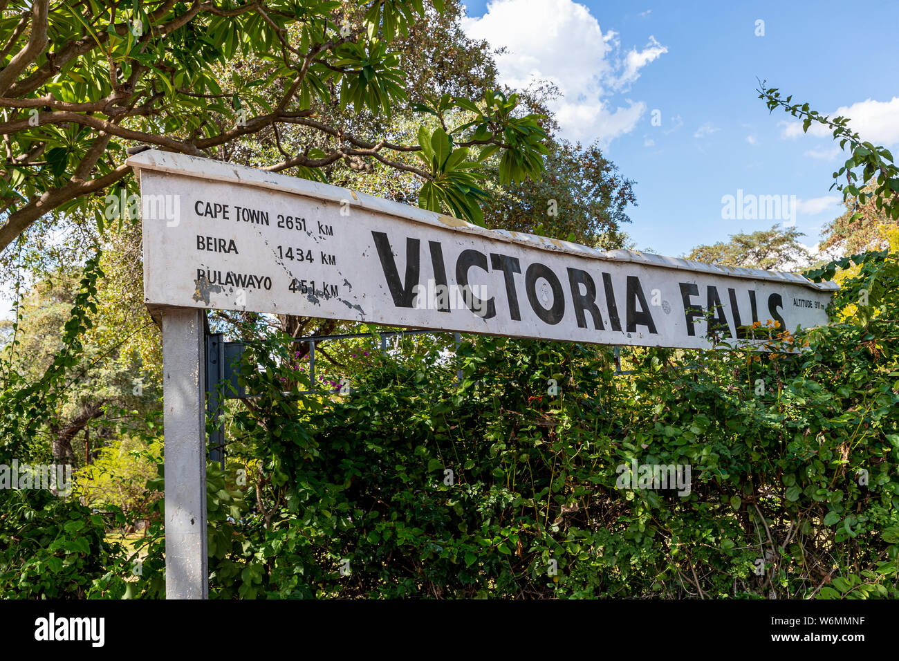 Victoria Falls Railway Sign Stock Photo - Alamy