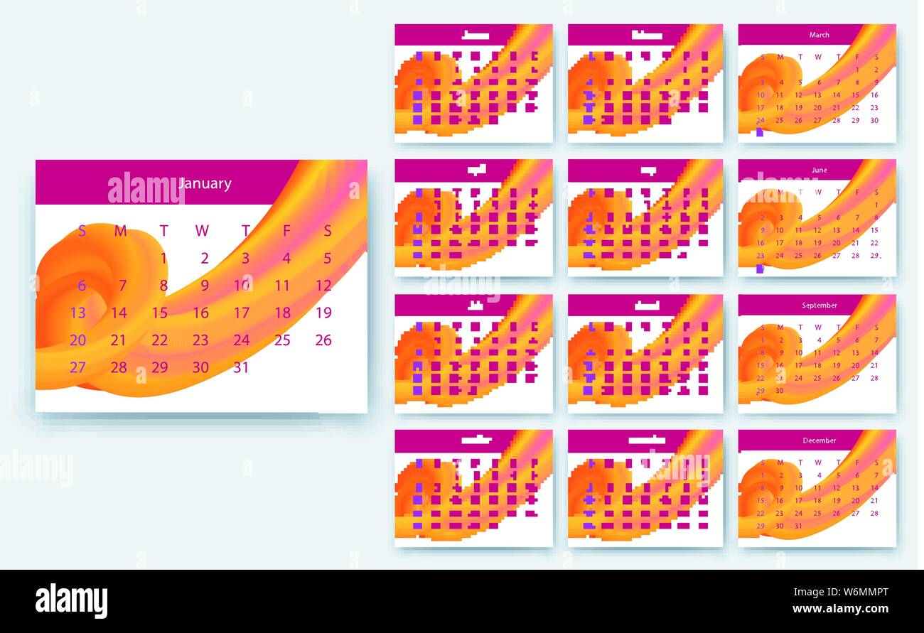 simple calendar 2019, Stock vector eps10. Color design Stock Vector ...