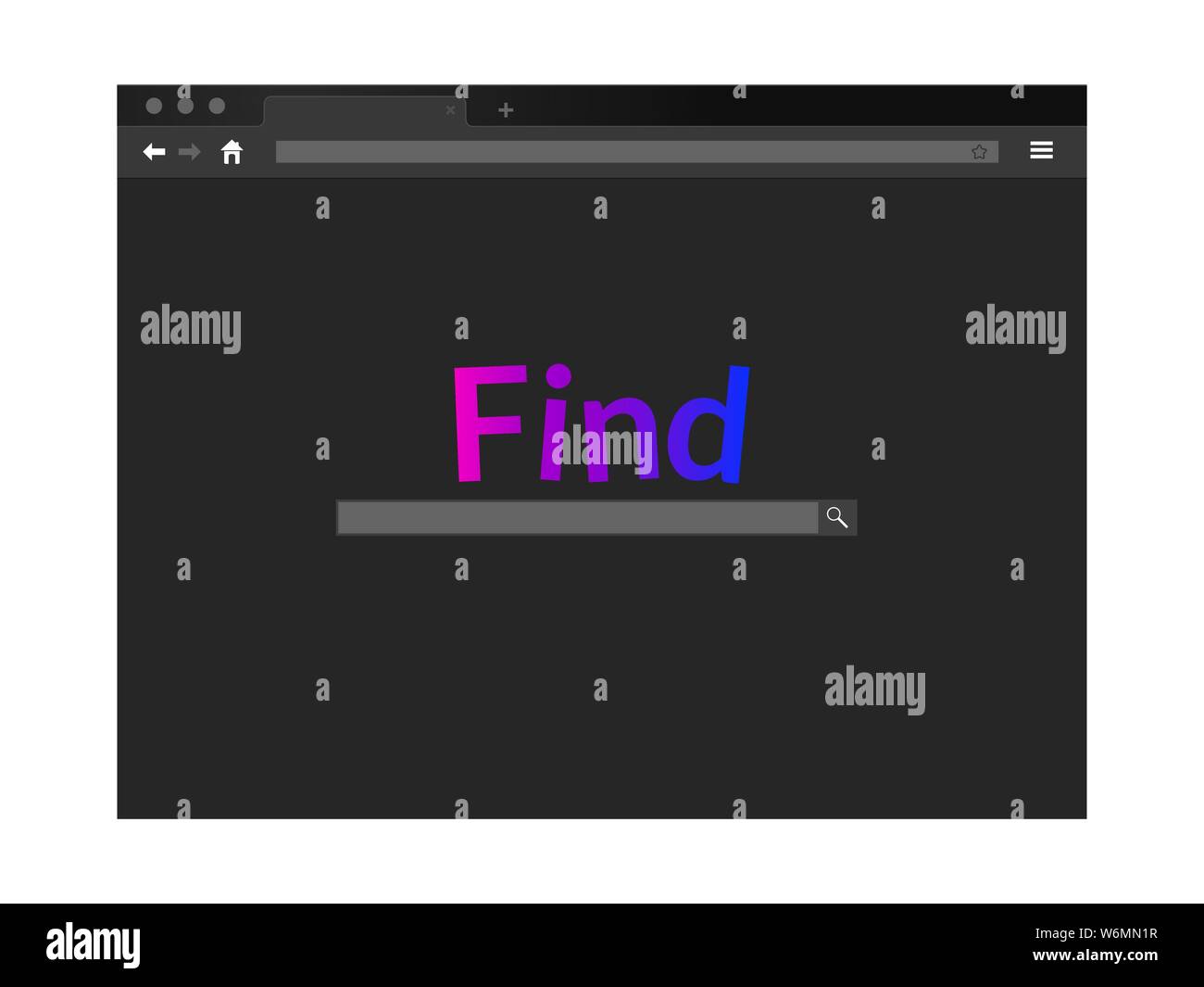 Black internet browser window. NDark theme of user interface in a night ...