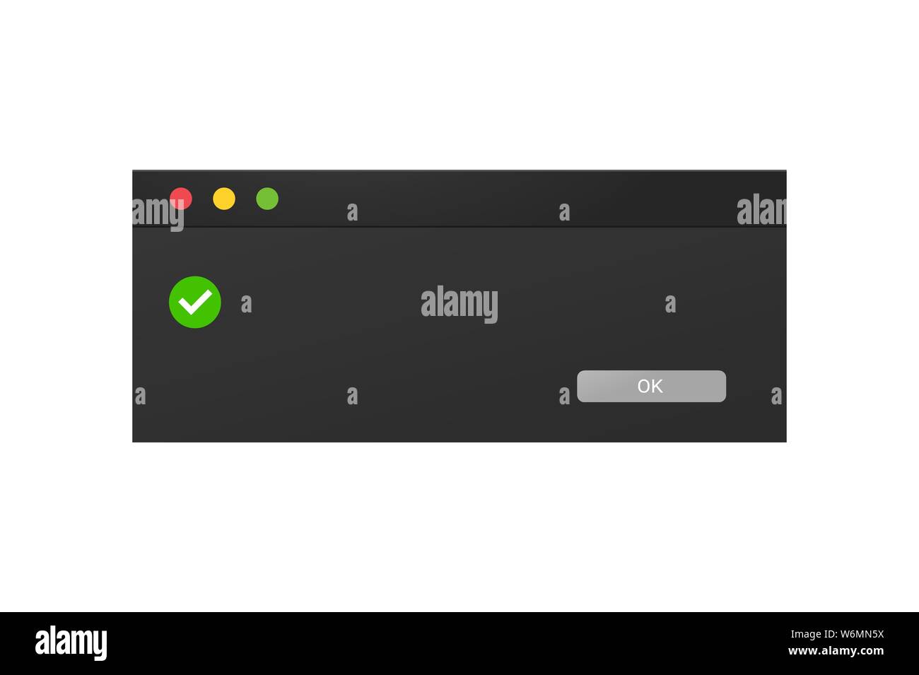 Dark dialogue box interface. System message popup in a night mode Stock ...
