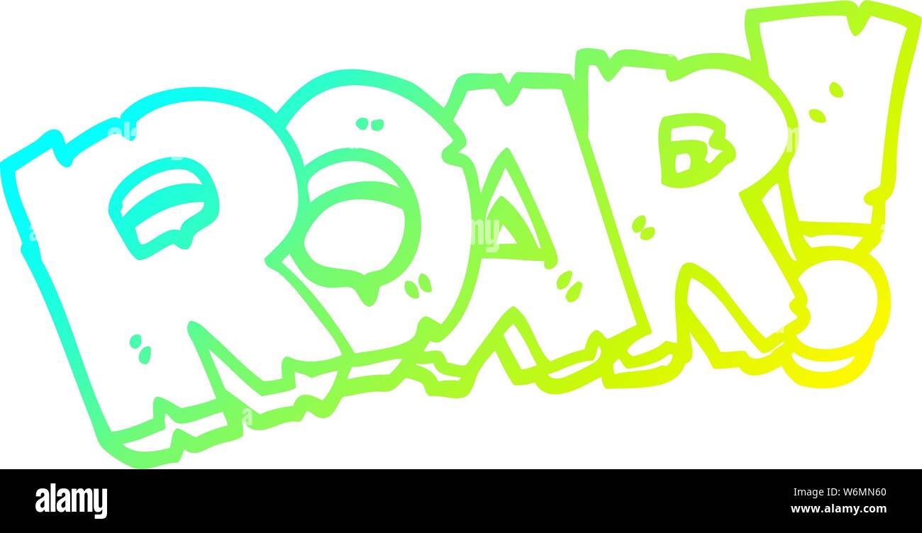 cold gradient line drawing of a cartoon roar sign Stock Vector Image ...