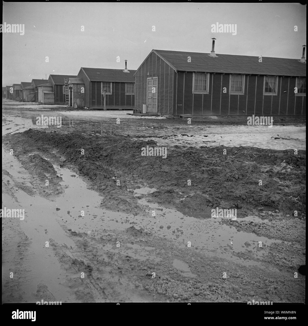 Tule Lake Relocation Center, Newell, California. Thaws turn the streets ...