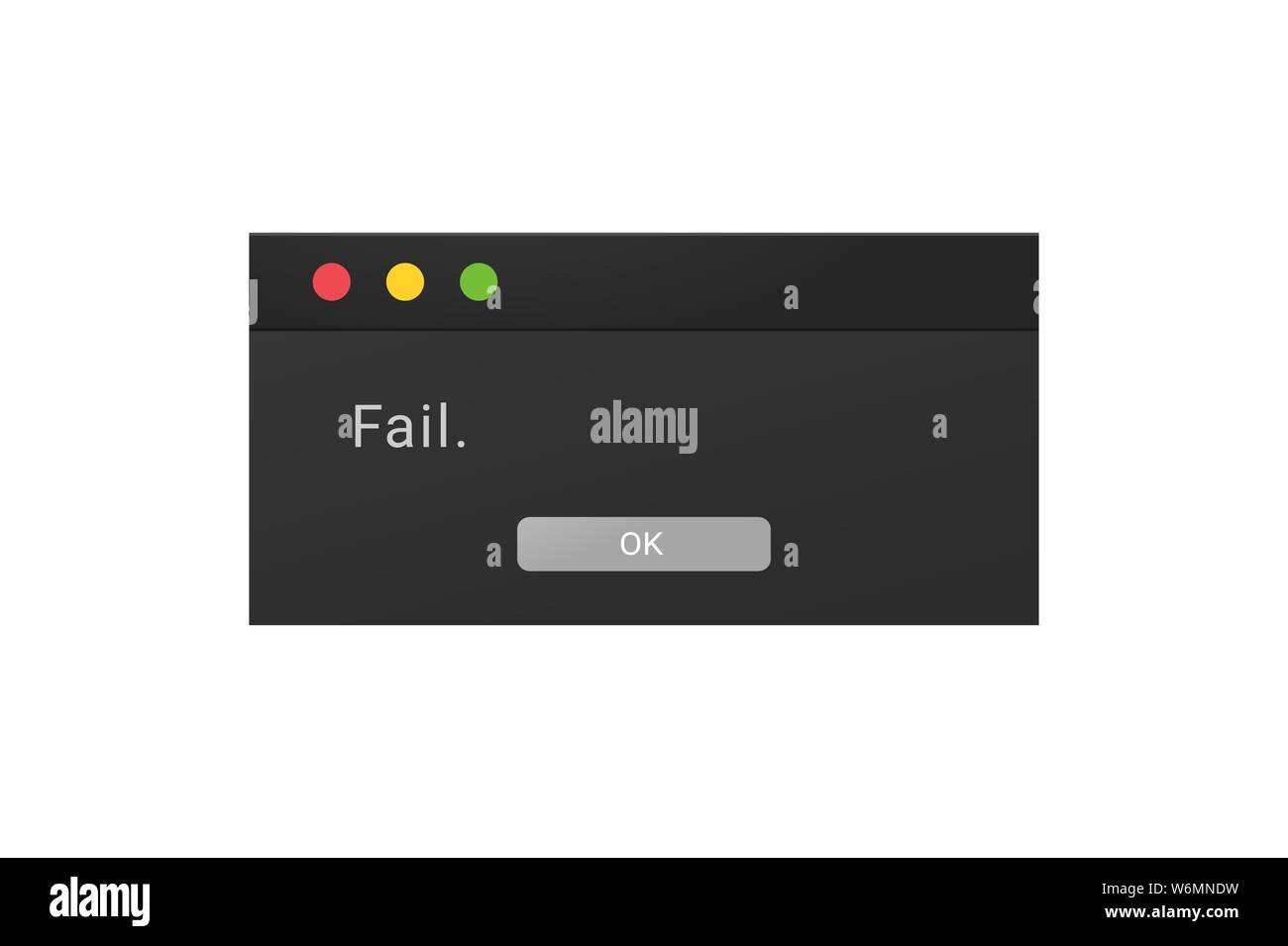 Dark theme of an error message popup in a night mode Stock Vector Image ...