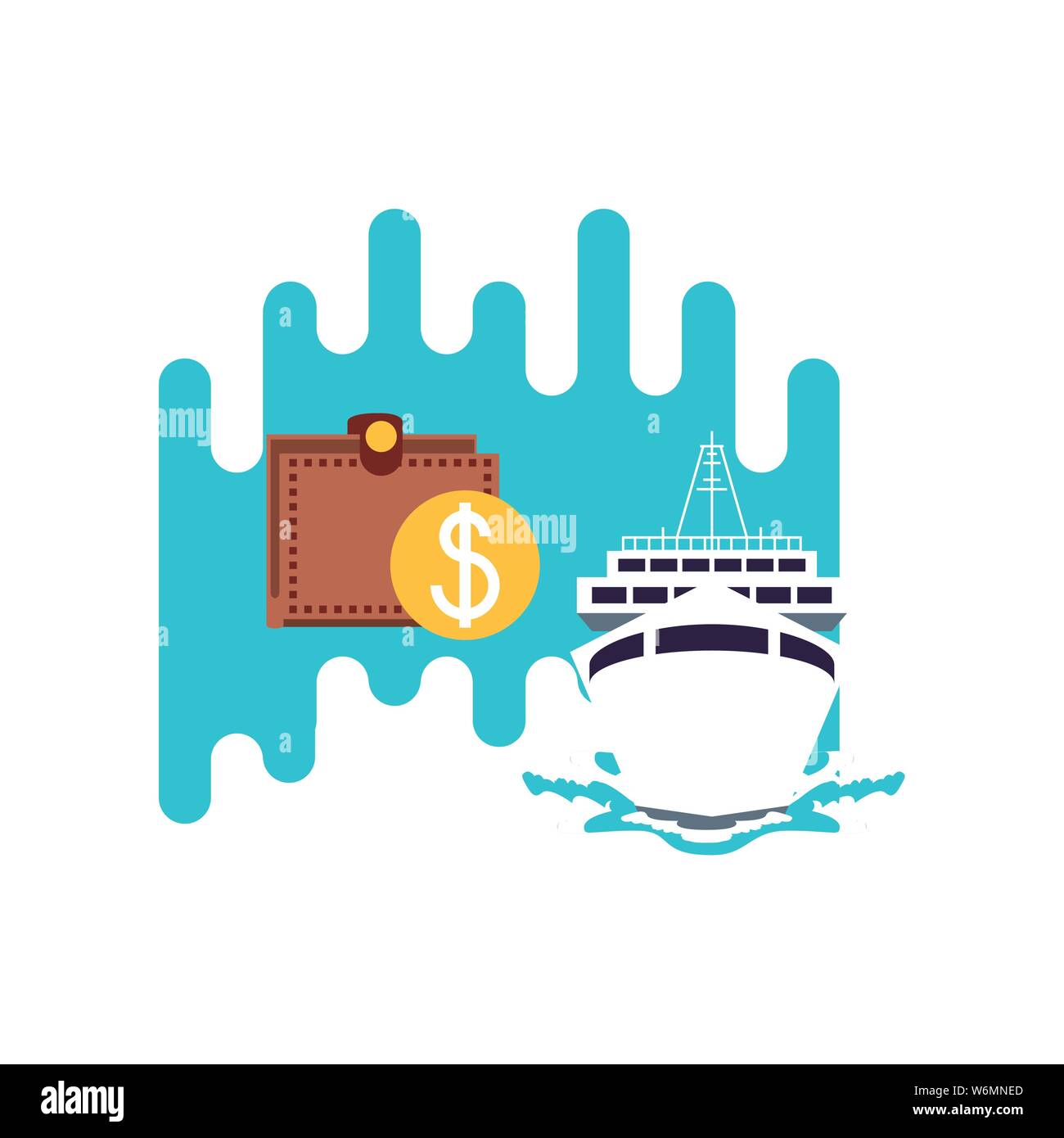 ship cruise boat travel with wallet money vector illustration design ...