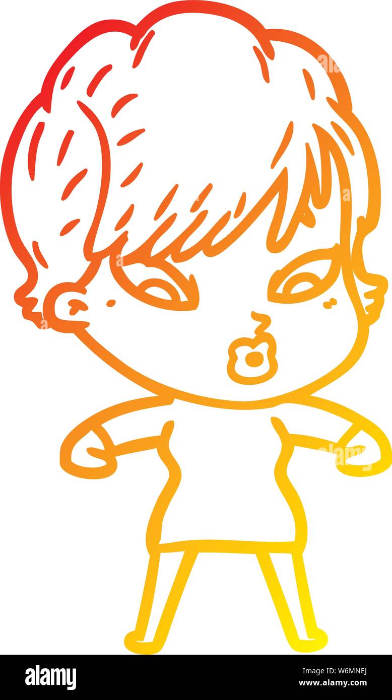warm gradient line drawing of a cartoon woman Stock Vector Image & Art ...