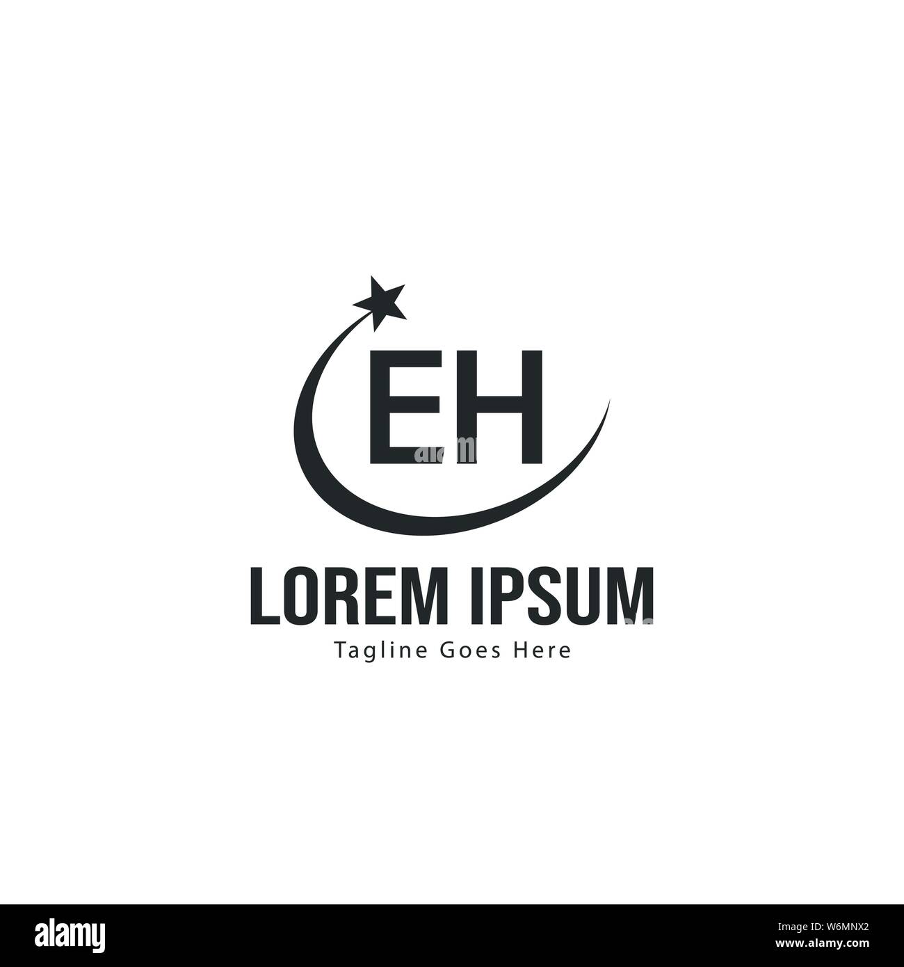 Initial EH logo template with modern frame. Minimalist EH letter logo ...