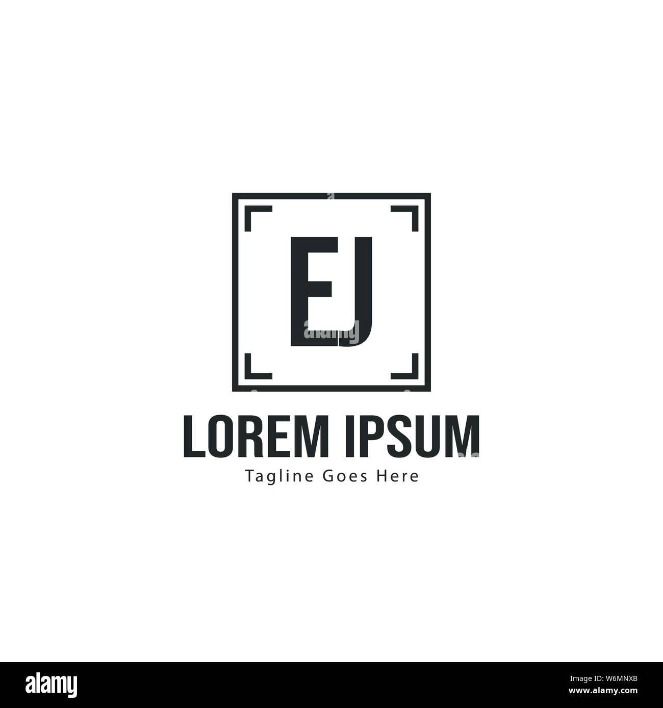 Initial EJ logo template with modern frame. Minimalist EJ letter logo ...