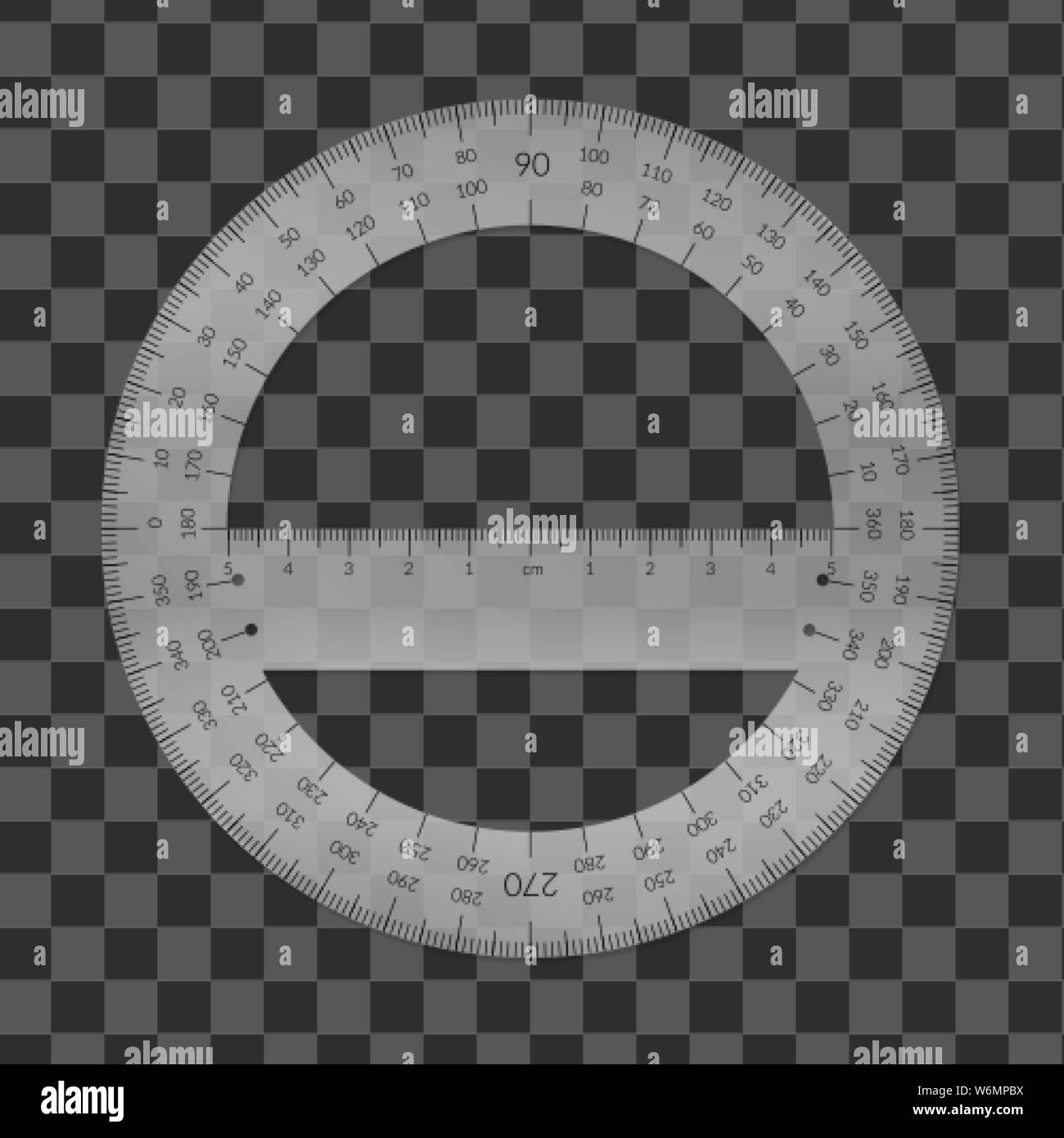 Plastic circular protractor with a ruler in metric units Stock Vector ...