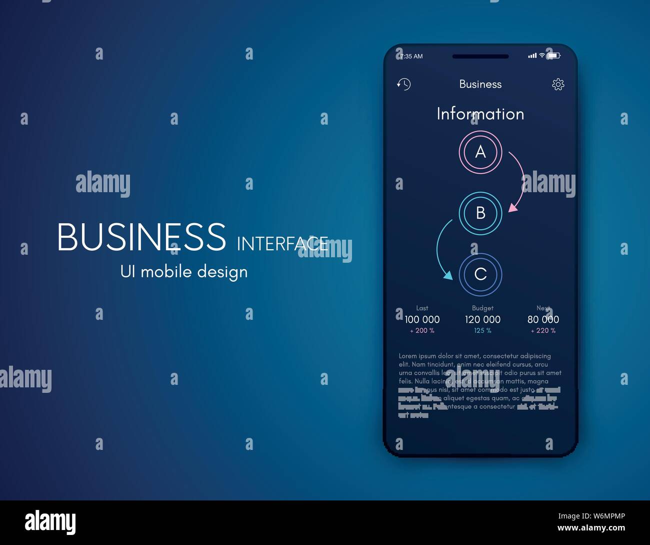 Mobile application interface. Ui design, vector illustration Stock ...