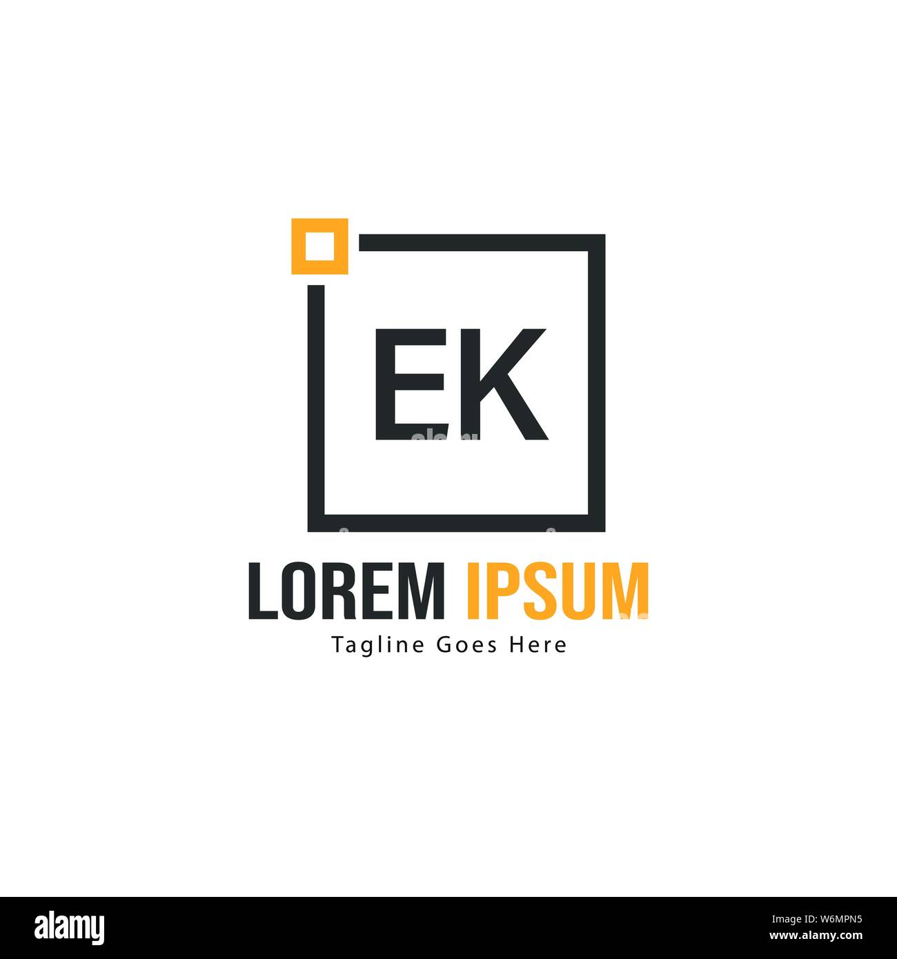 Initial EK logo template with modern frame. Minimalist EK letter logo ...