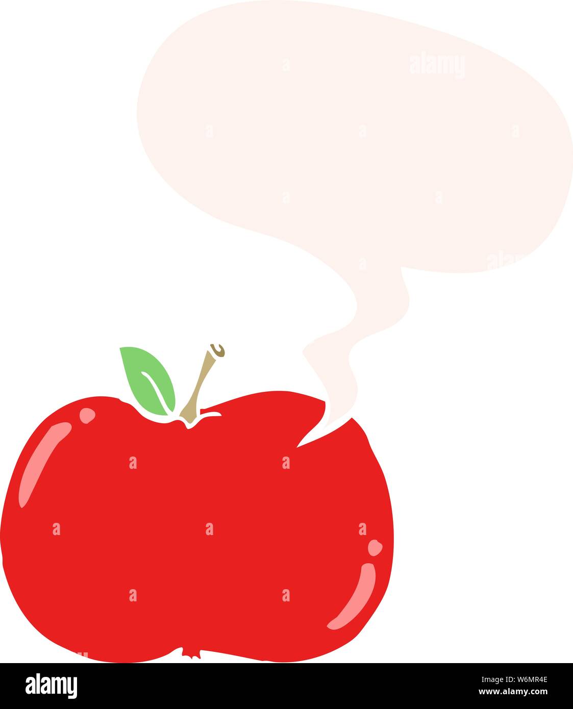 cartoon apple with speech bubble in retro style Stock Vector Image ...