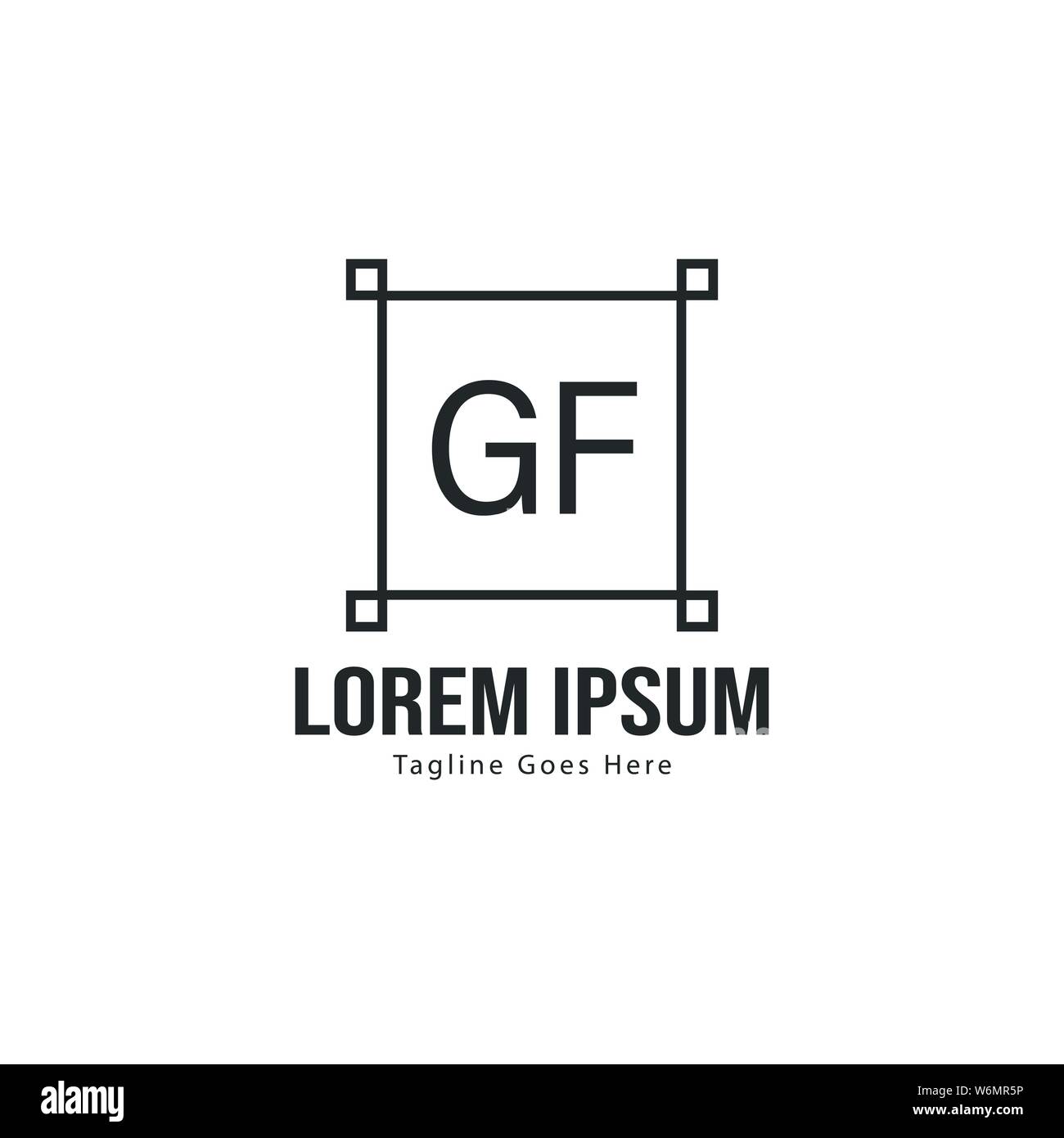 Initial GF logo template with modern frame. Minimalist GF letter logo ...