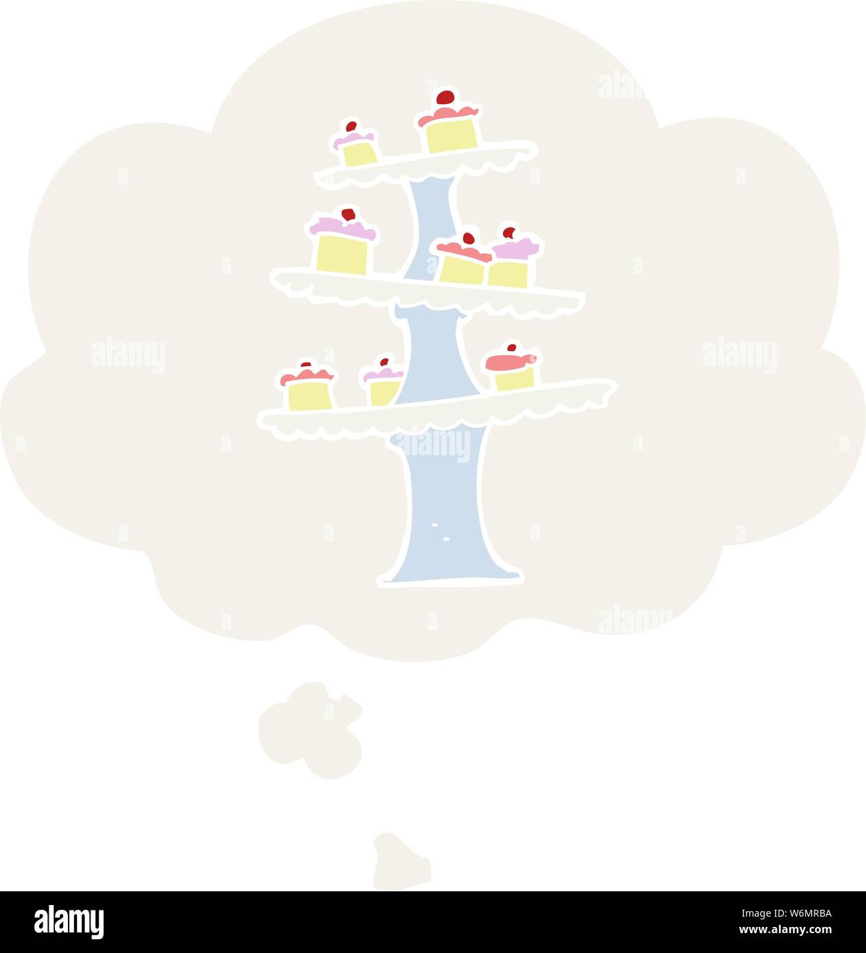 cartoon cake stand with thought bubble in retro style Stock Vector ...