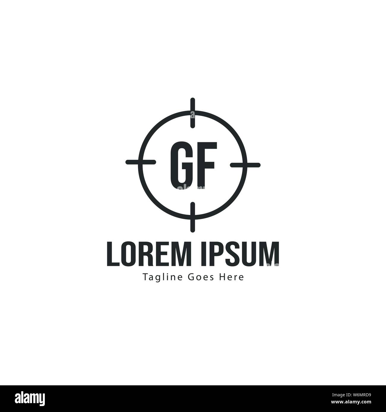 Initial GF logo template with modern frame. Minimalist GF letter logo ...