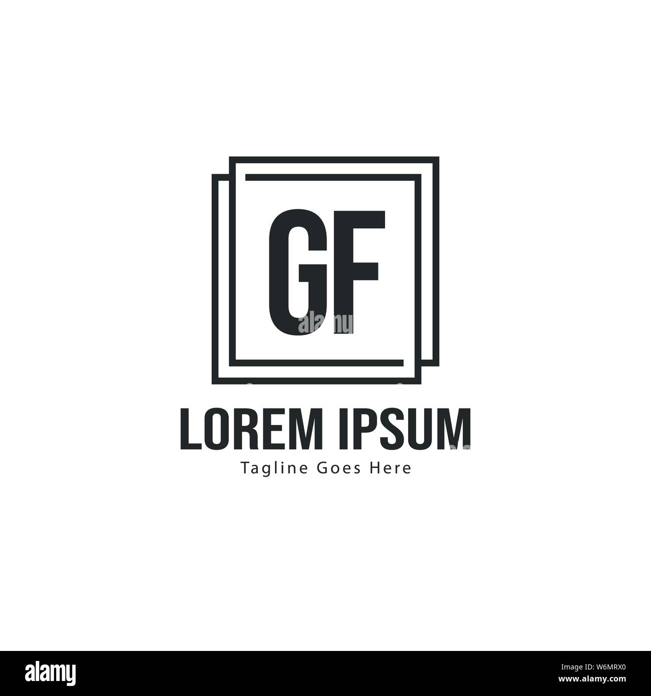 Initial GF logo template with modern frame. Minimalist GF letter logo ...
