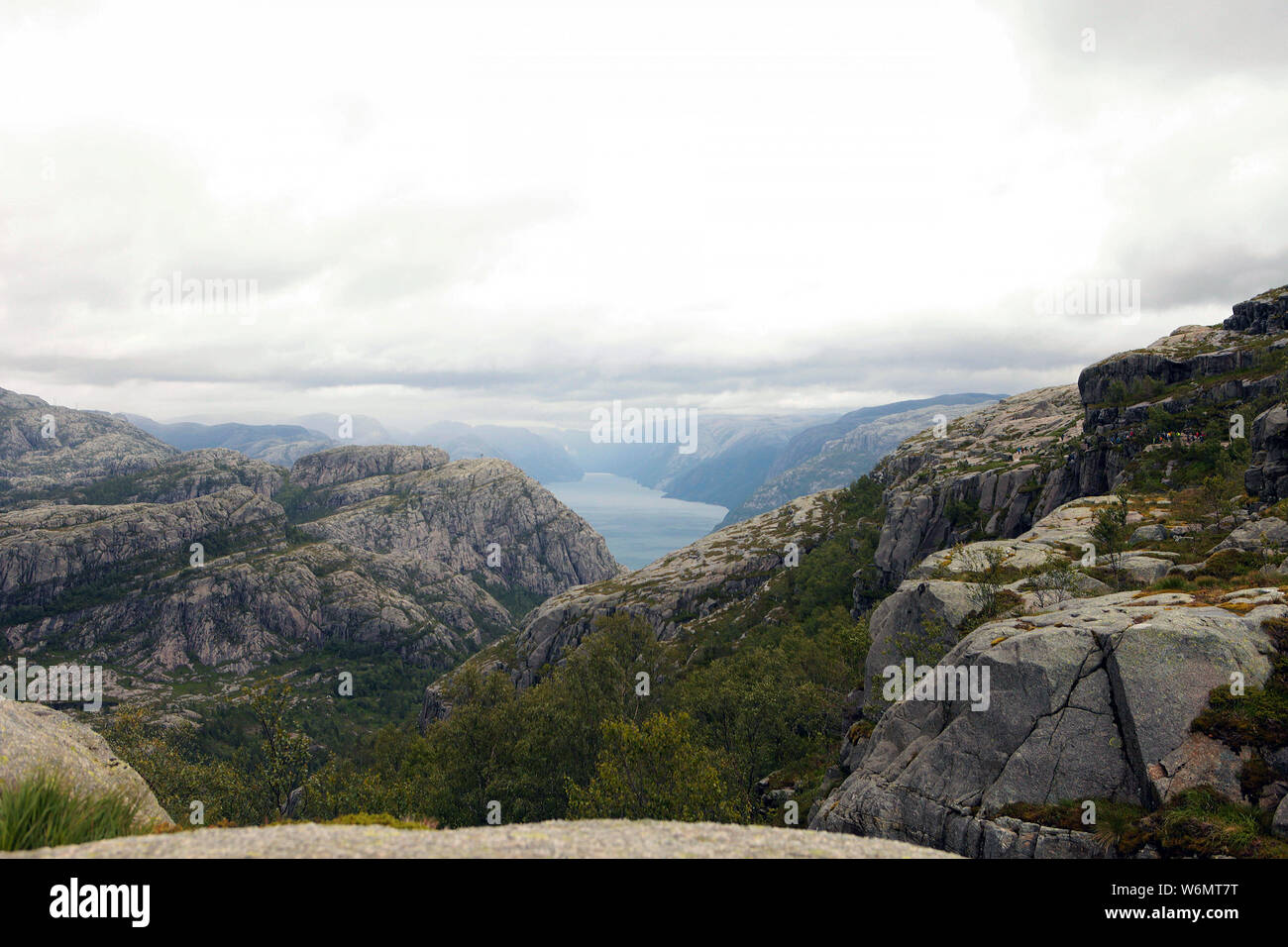Granite rocks and mountains on the Road to the Cliff Preikestolen in ...