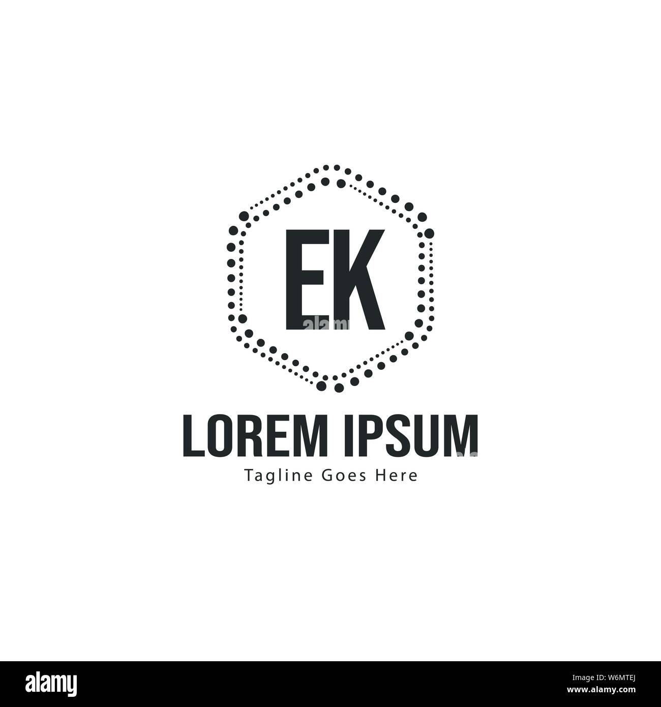 Initial EK logo template with modern frame. Minimalist EK letter logo ...