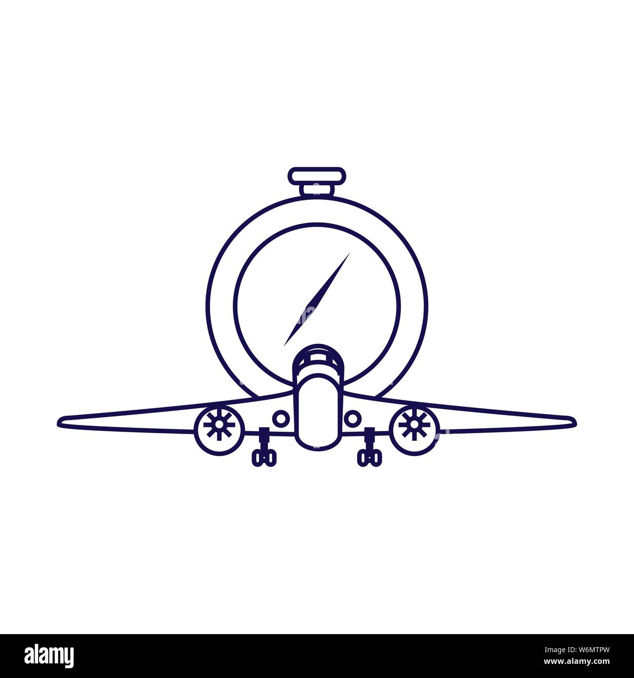 compass guide device with airplane flying vector illustration design ...