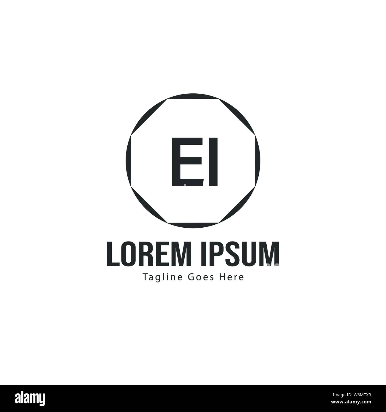 Initial EI logo template with modern frame. Minimalist EI letter logo ...