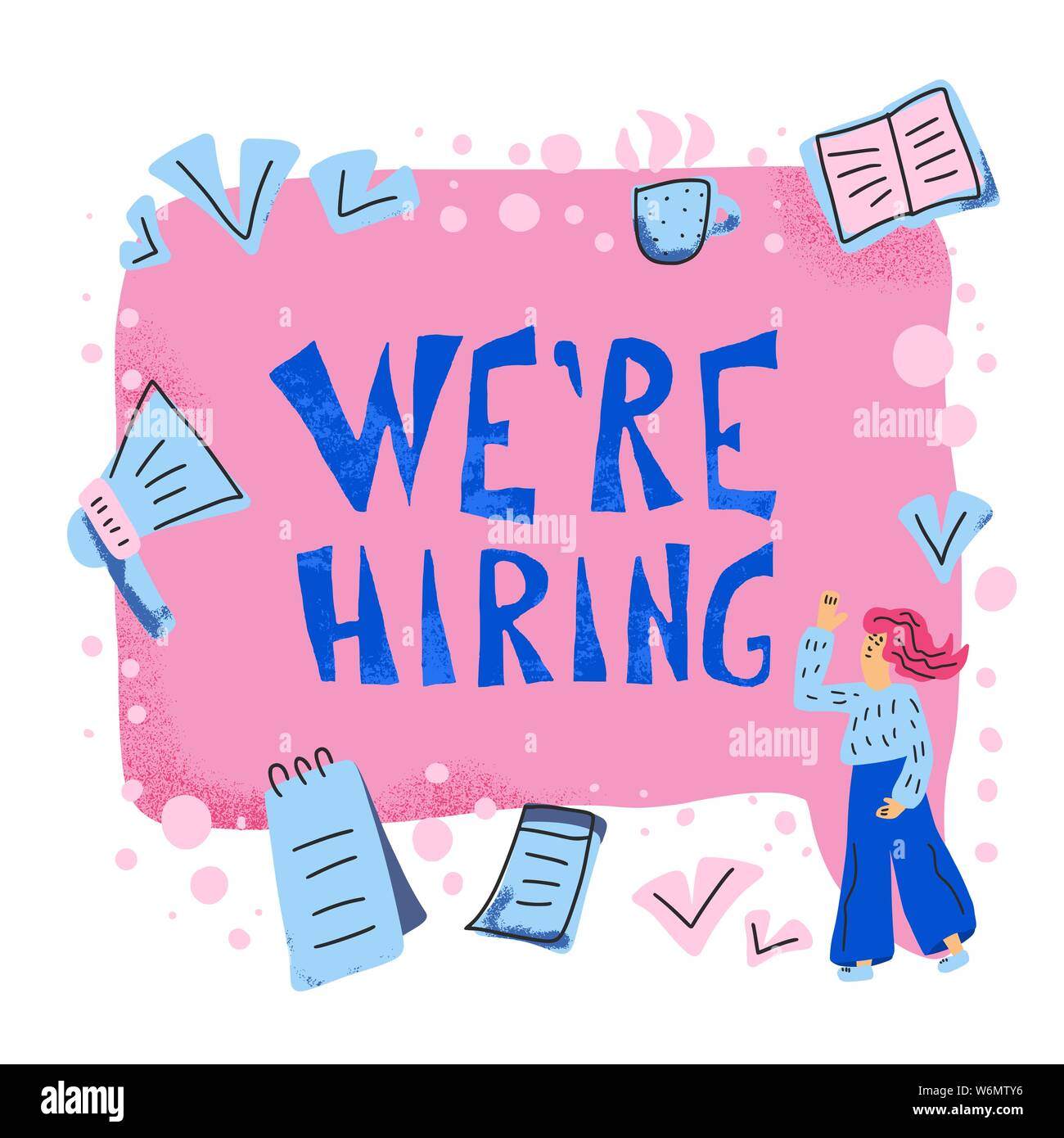 We are hiring template. Stylized hr quote with speech bubble and young ...