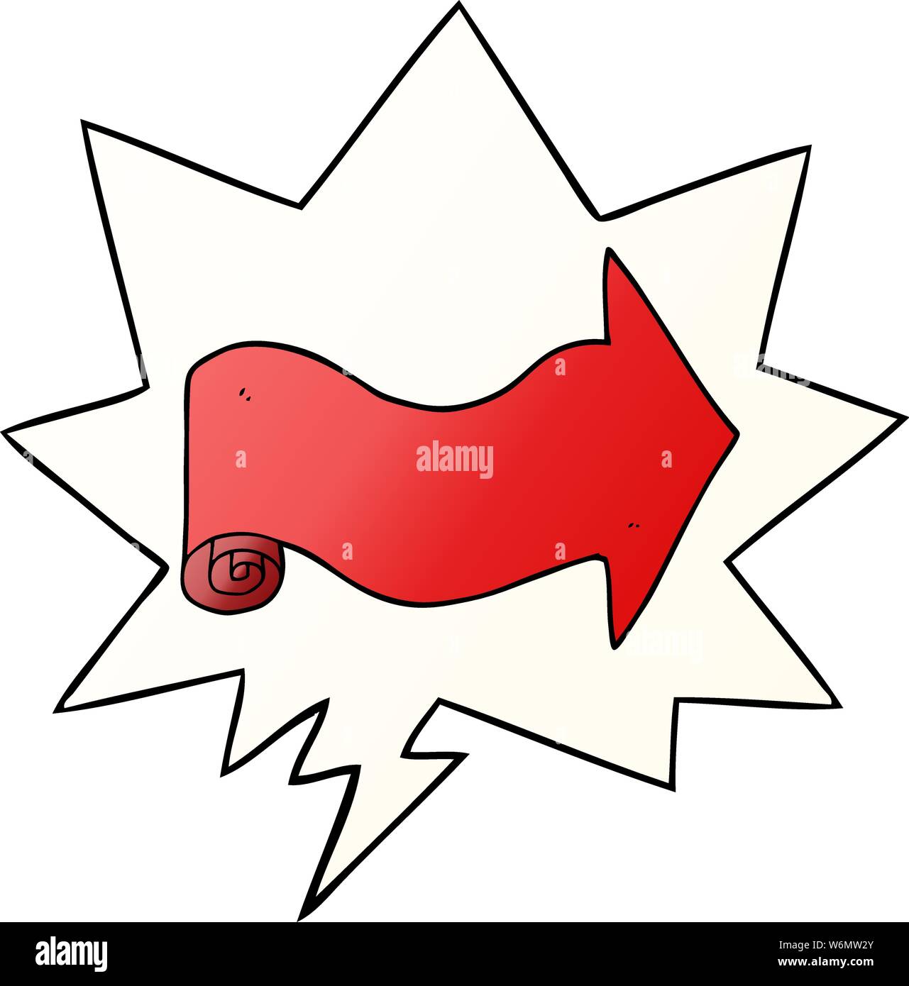 cartoon pointing arrow with speech bubble in smooth gradient style ...
