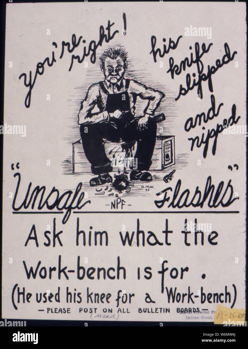 Unsafe flashes. Ask him what the workbench is for Stock Photo - Alamy