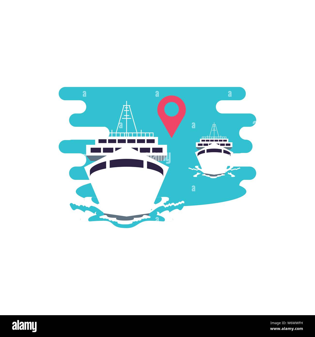 ship cruise boats with pin location vector illustration design Stock ...