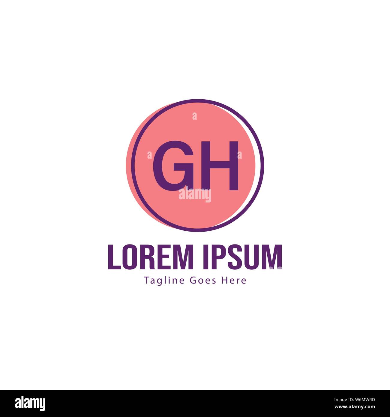 Initial GH logo template with modern frame. Minimalist GH letter logo ...