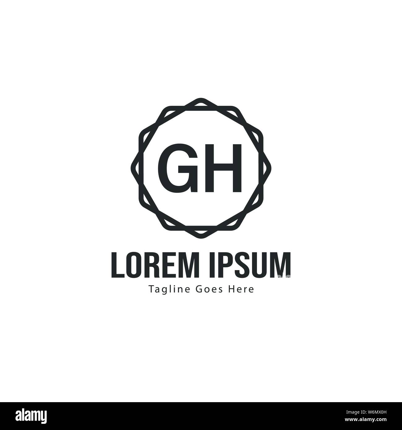Initial GH logo template with modern frame. Minimalist GH letter logo ...