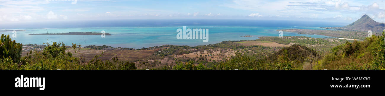 Panorama from Chamarel View Point Mauritius looking out to a beautiful ...