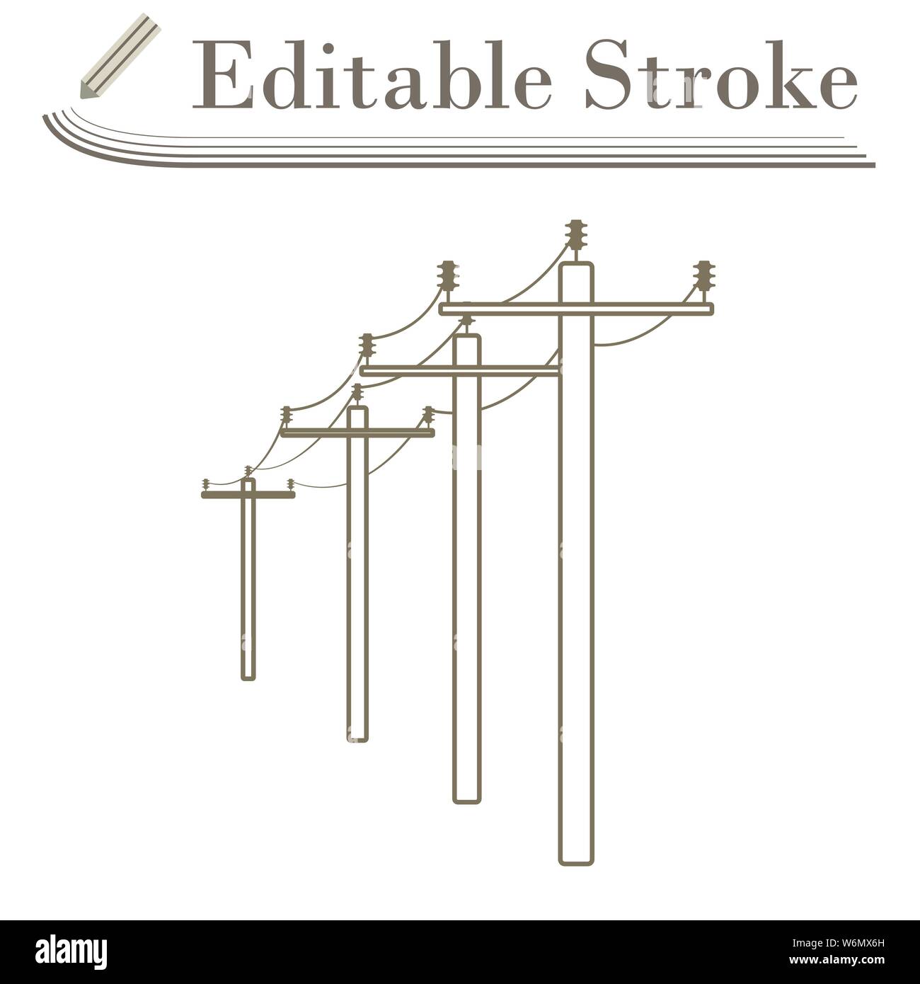 High Voltage Line Icon. Editable Stroke Simple Design. Vector ...
