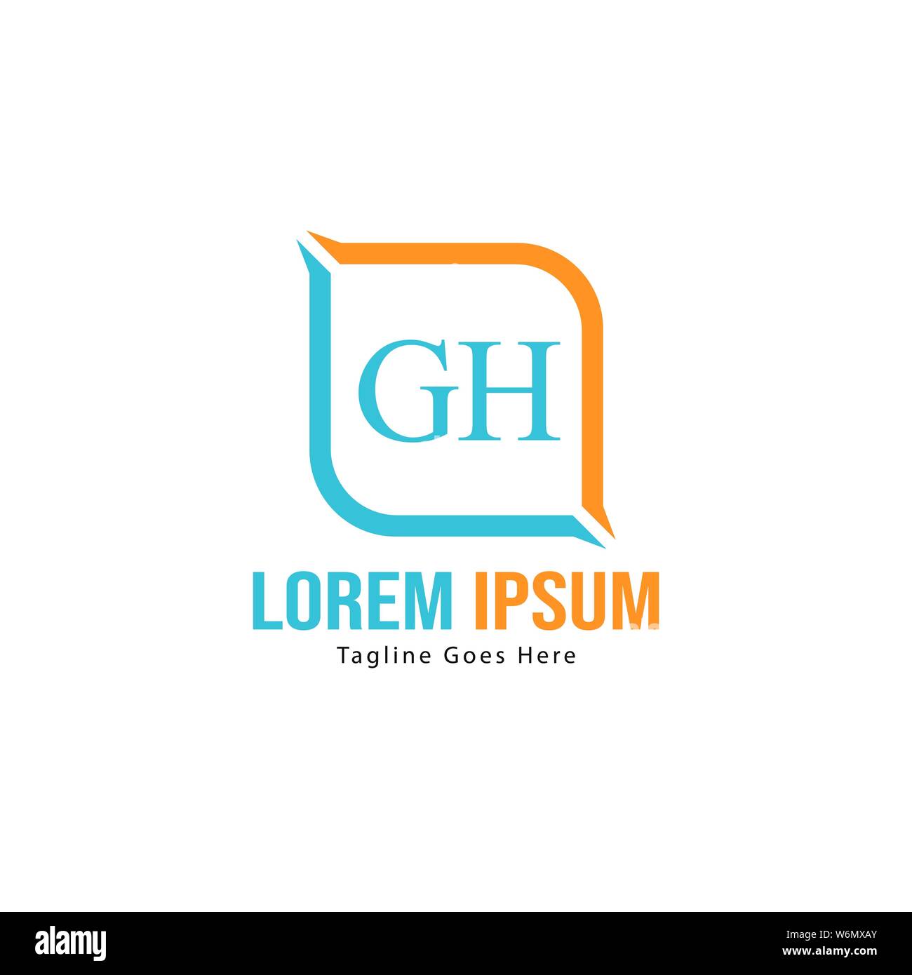 Initial GH logo template with modern frame. Minimalist GH letter logo ...