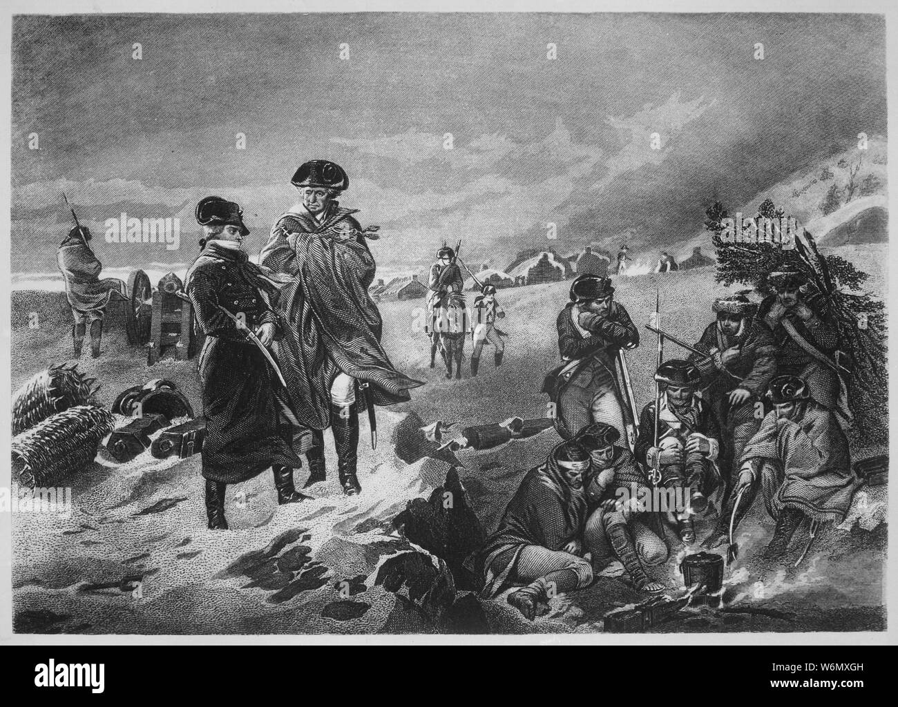 Valley Forge-Washington & Lafayette. Winter 1777-78. Copy of engraving ...