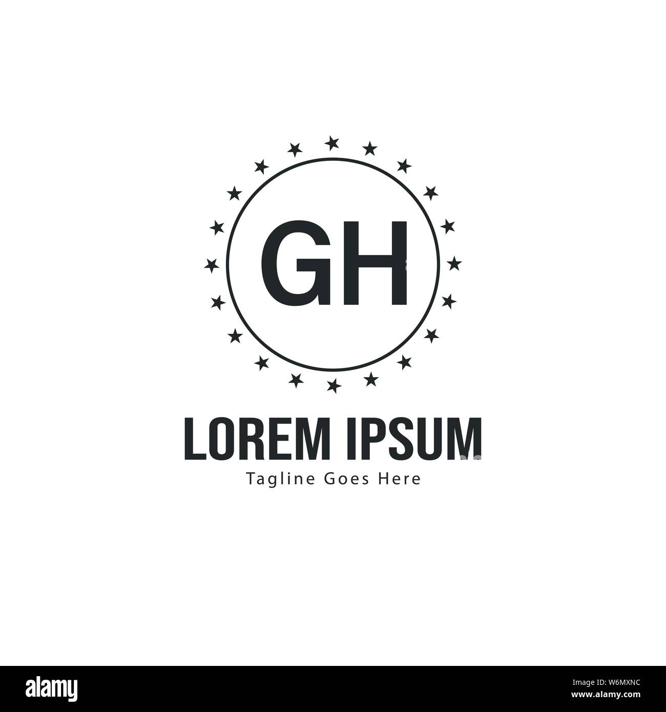 Initial GH logo template with modern frame. Minimalist GH letter logo ...