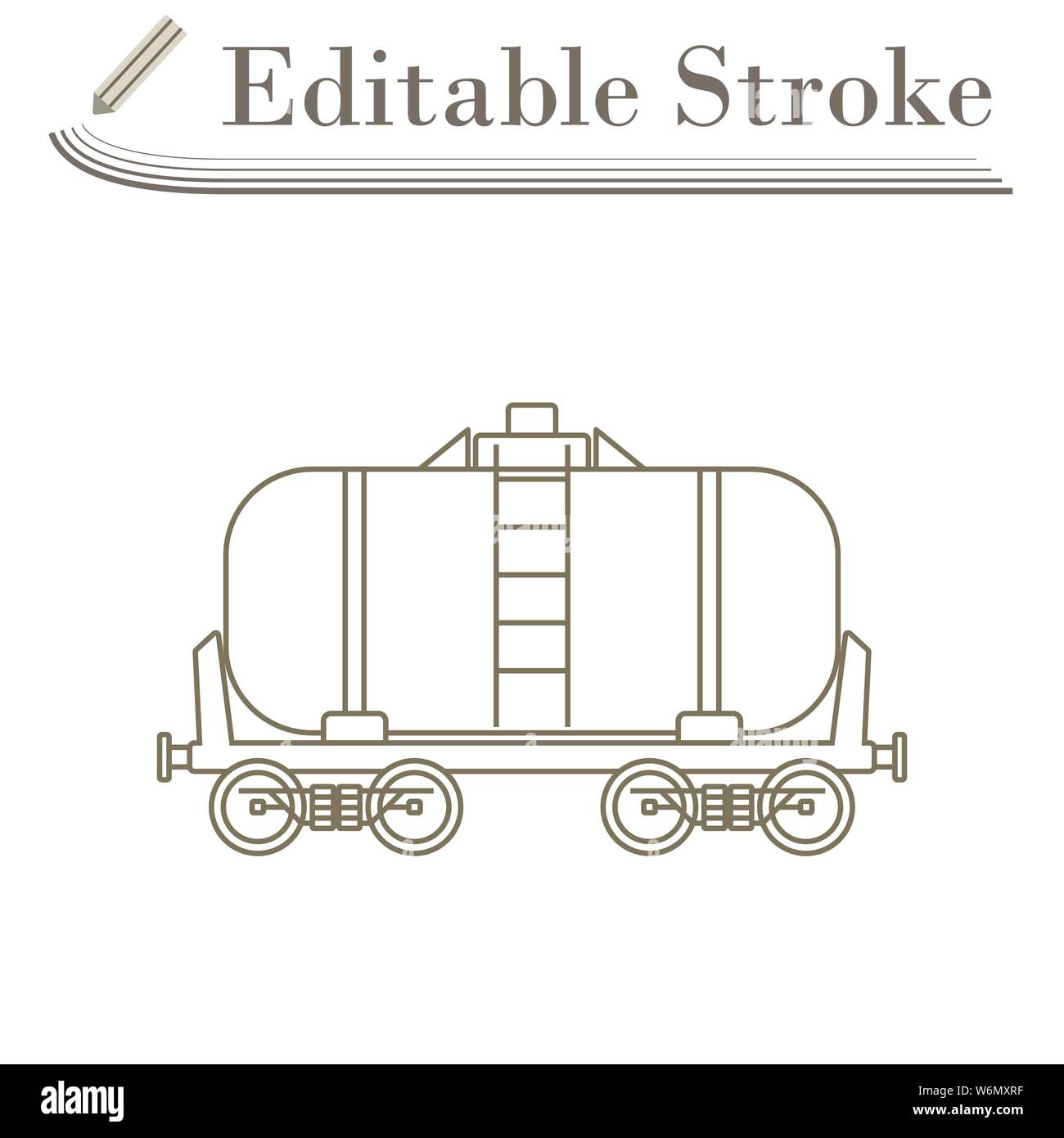 Oil Railway Tank Icon. Editable Stroke Simple Design. Vector ...