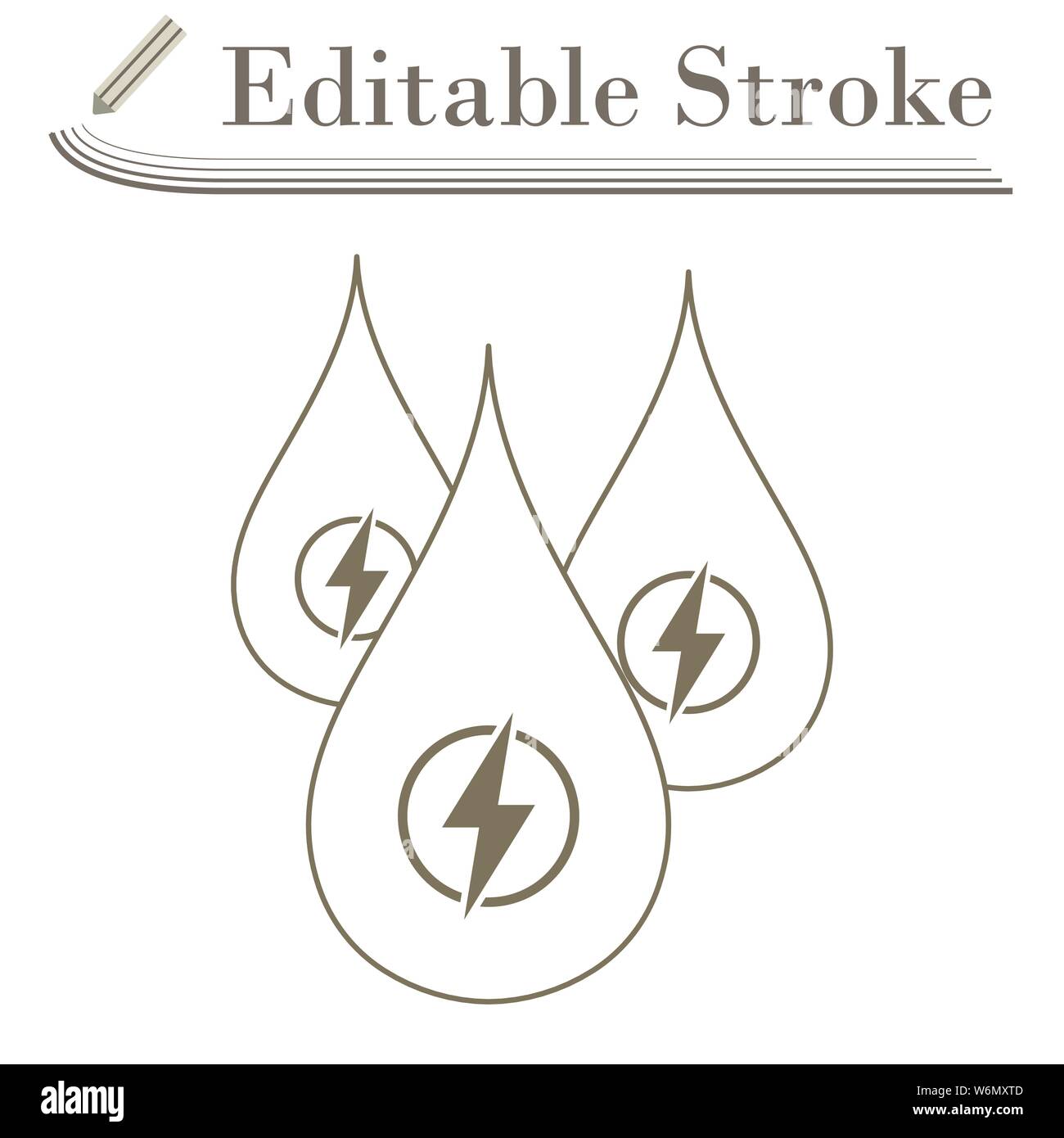 Hydro Energy Drops Icon. Editable Stroke Simple Design. Vector ...