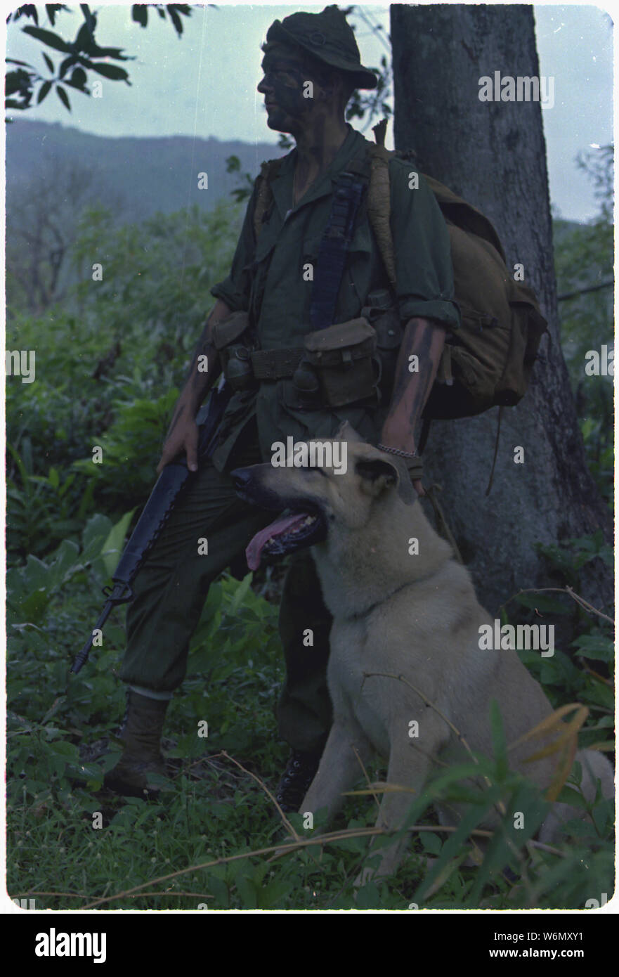 Vietnam. Lance Corporal Ralph H. McWilliams and his scout dog, Major ...